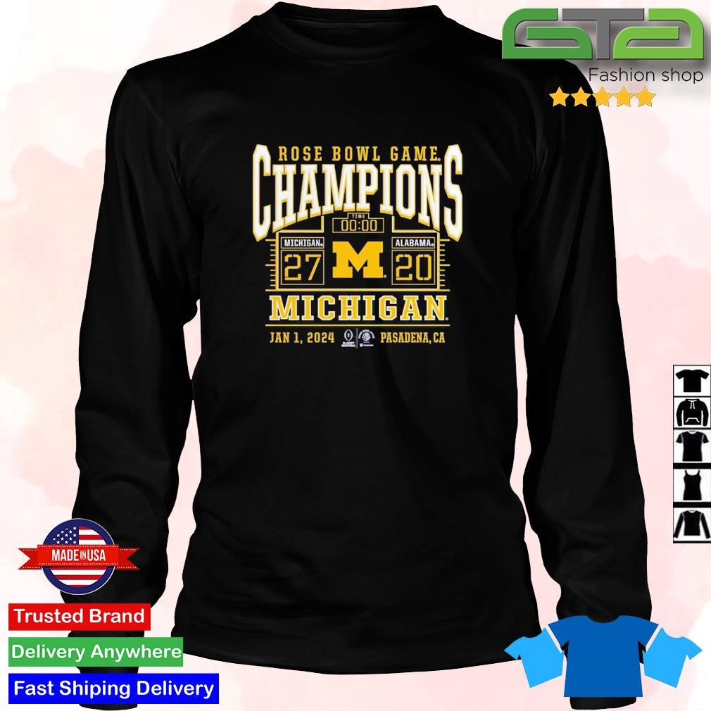 Official Michigan Wolverines Playoff 2024 Rose Bowl Champions Score T-Shirt, hoodie, sweater ...